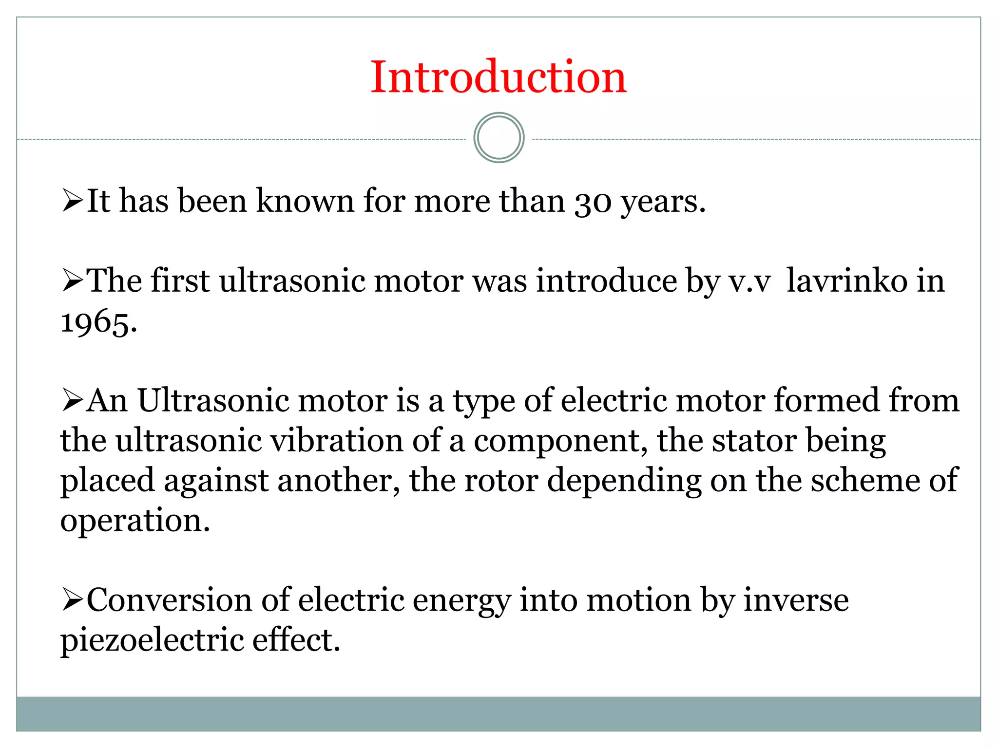 Ultrasonic Motor | PPTX