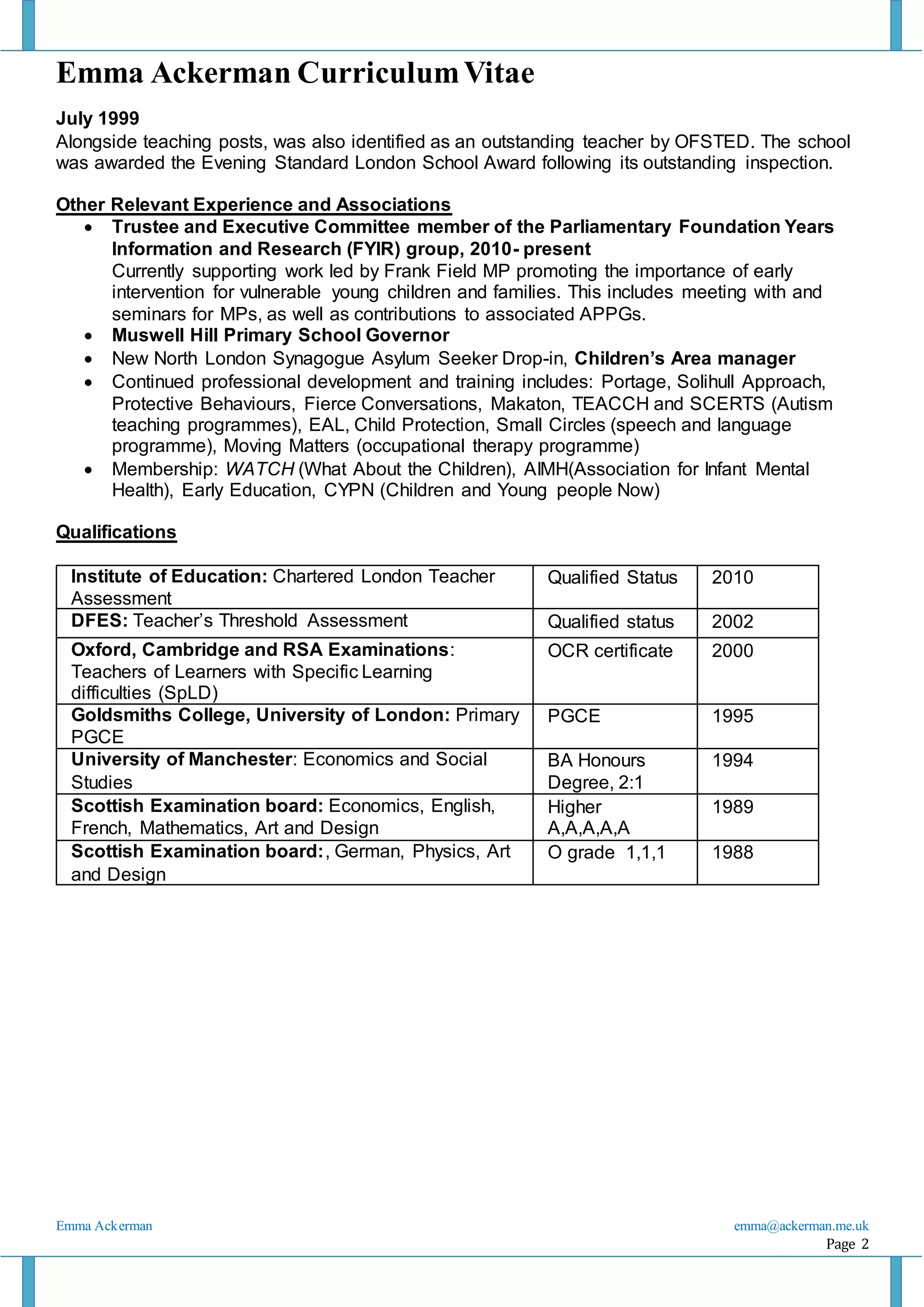 Emma ackerman cv may 2016 | PDF