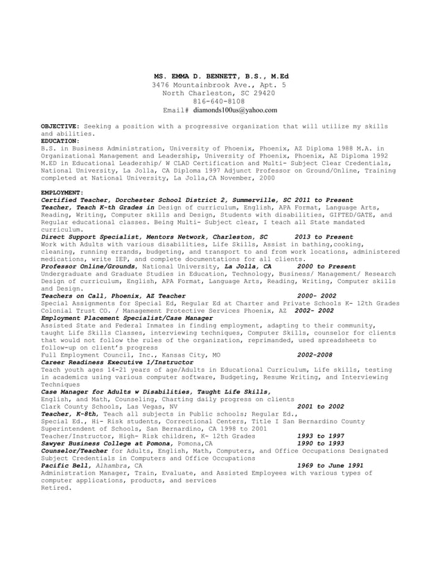Emma d. bennett resume | PDF
