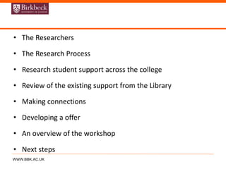 Emma Illingworth (Birkbeck, University of London) – “Library support ...