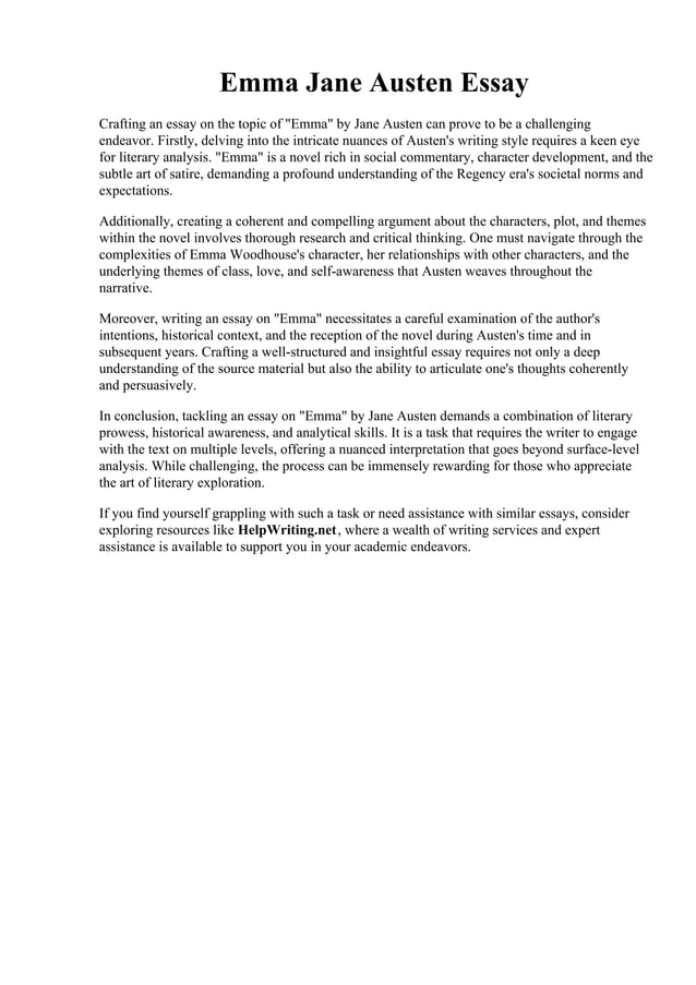 Emma Jane Austen Essay.pdf | Hedge Funds | Personal Investing