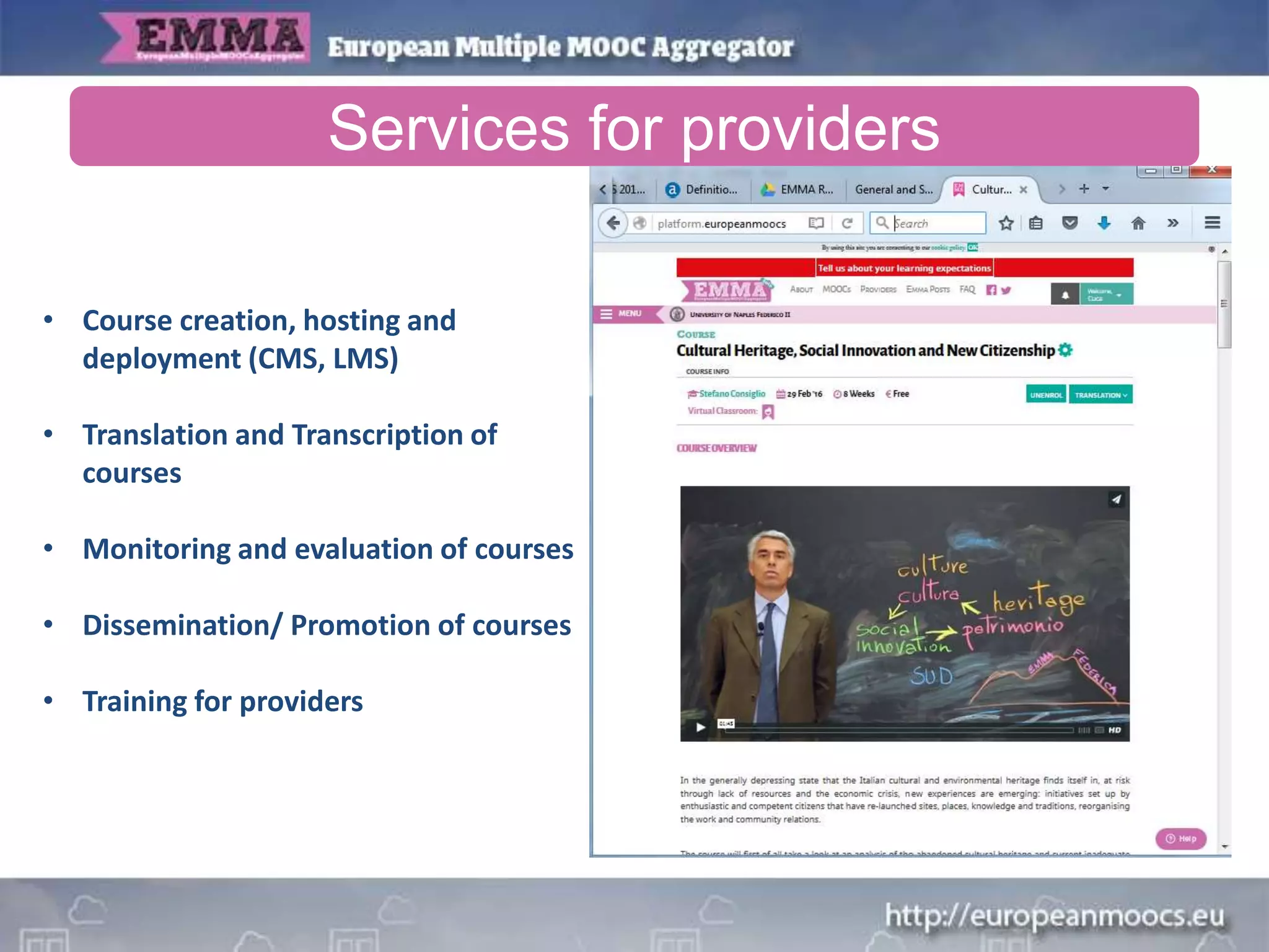 EMMA services at EMOOCs Conference 2016 | PPT