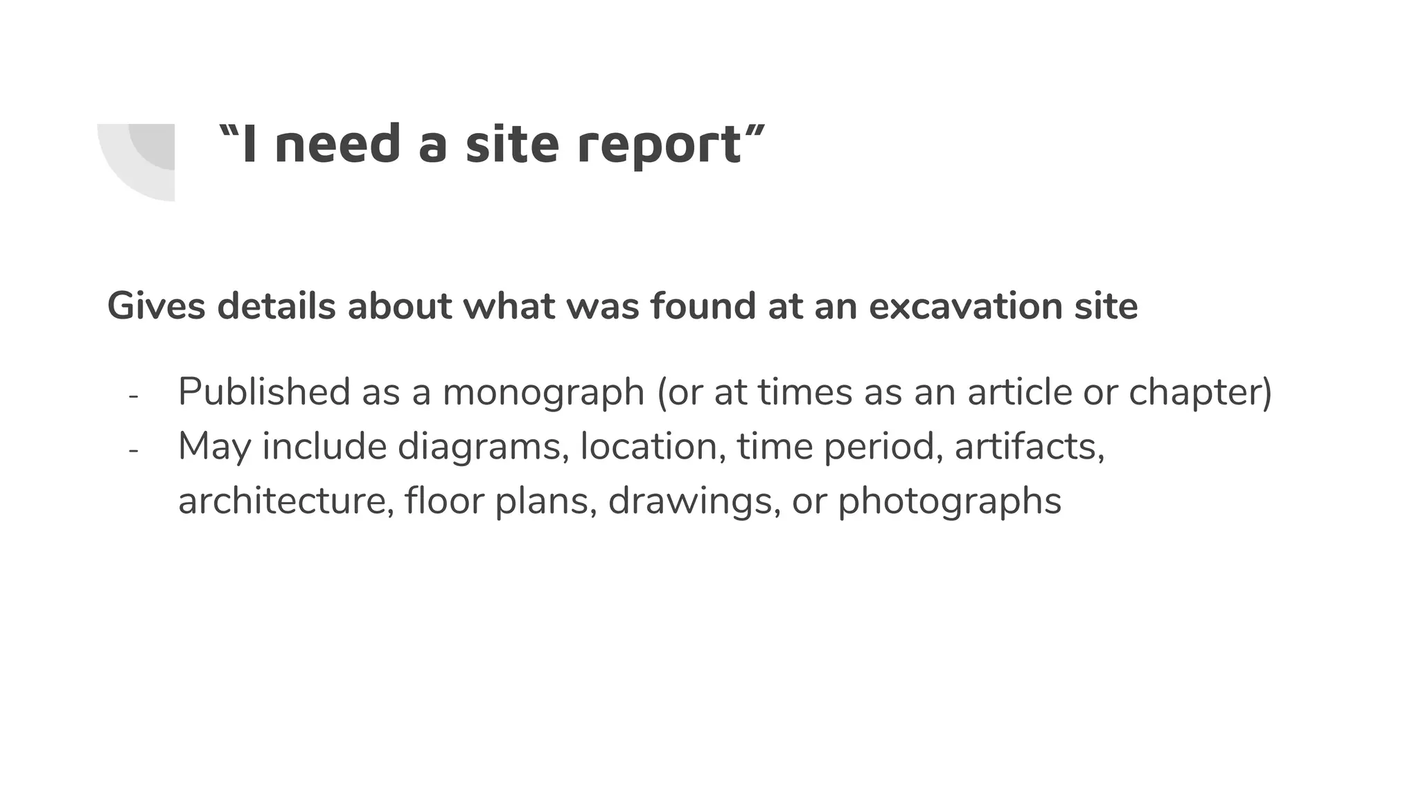Finding Site Reports in Archaeology | PPT