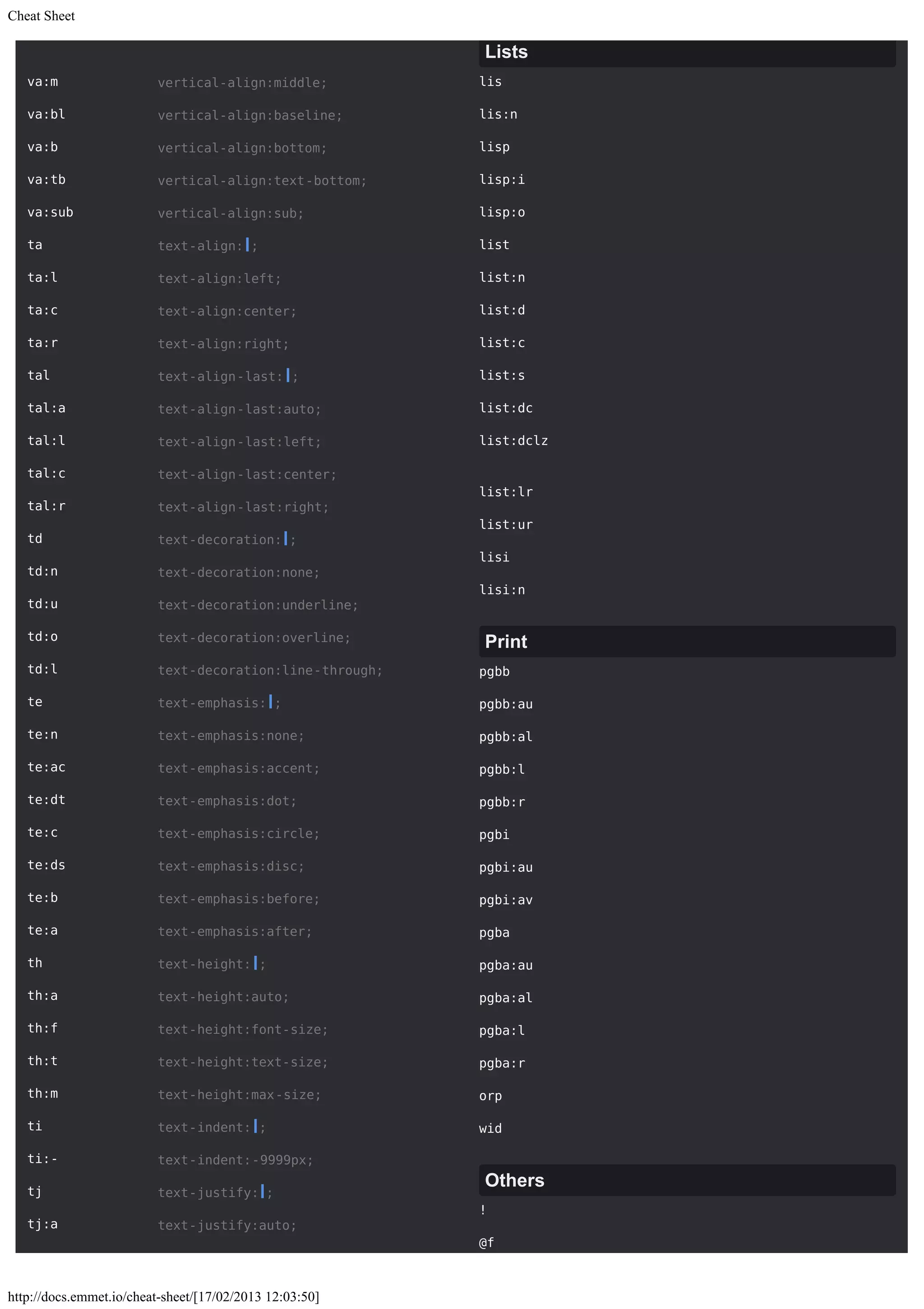 Emmet cheat-sheet | PDF