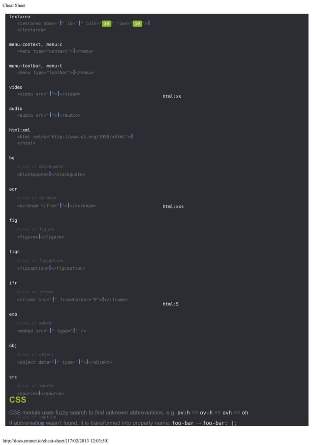 Emmet cheat-sheet | PDF