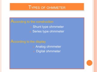 type of ohmmeter | PPTX | Physics | Science