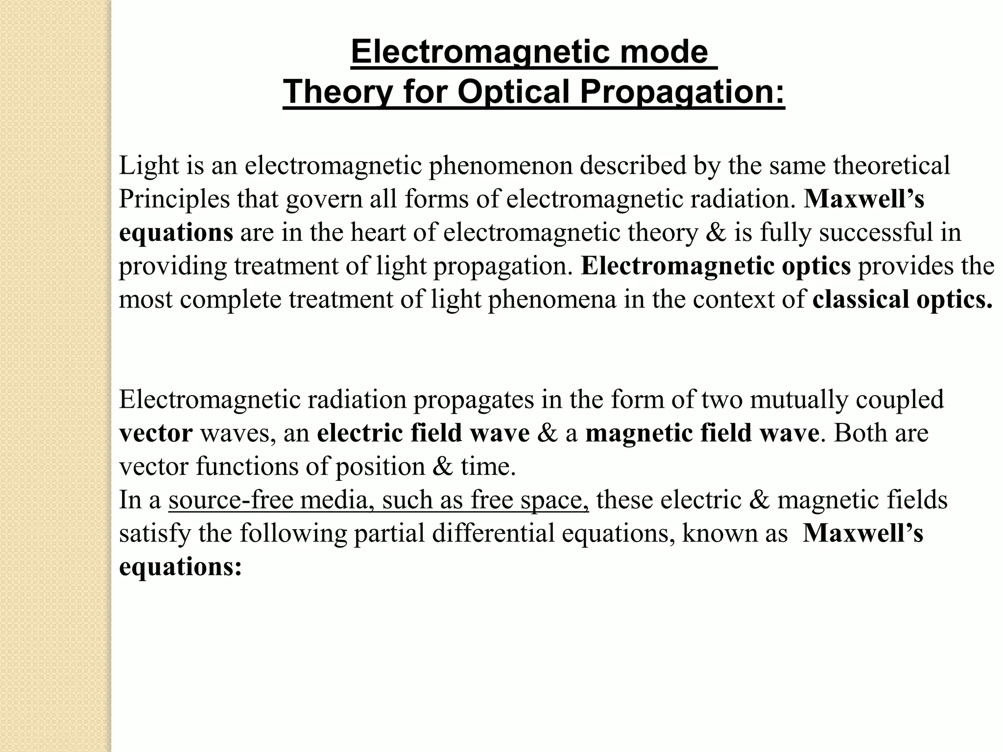 Electro magnetic mode theory | PPTX