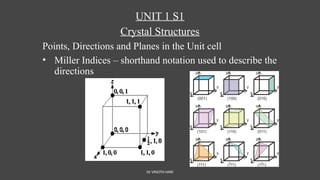 Crystal Structures and their types, parameters | PPT