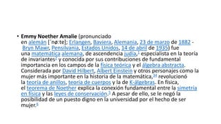 Biografia de emmy noether y su aporte a las matematicas | PPT