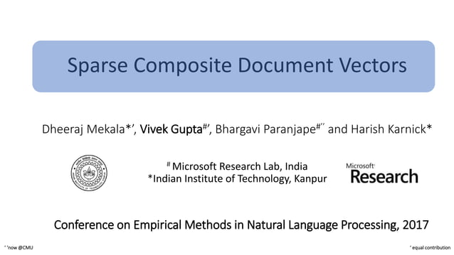 Sparse Composite Document Vector (Emnlp 2017) | PPTX | Programming Languages | Computing
