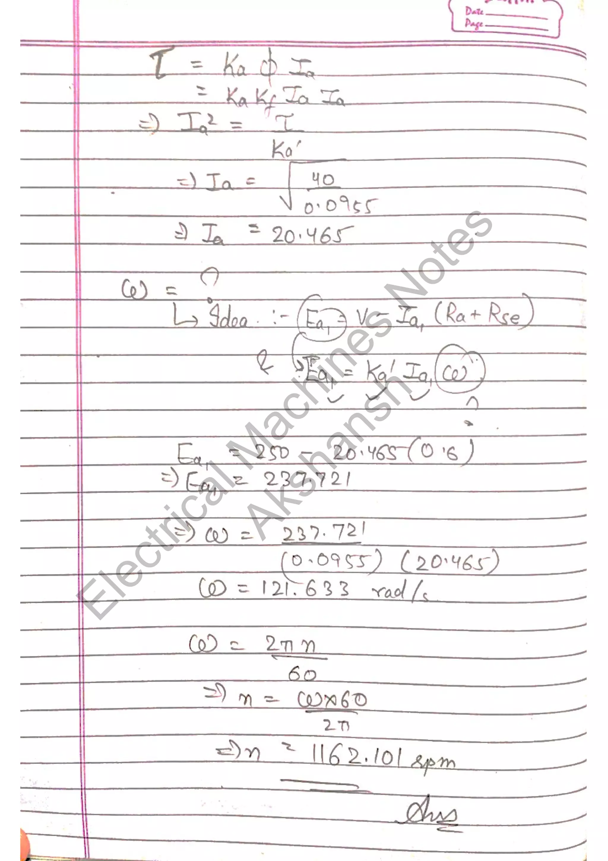 Electrical Machines Notes | PDF | Technology & Computing