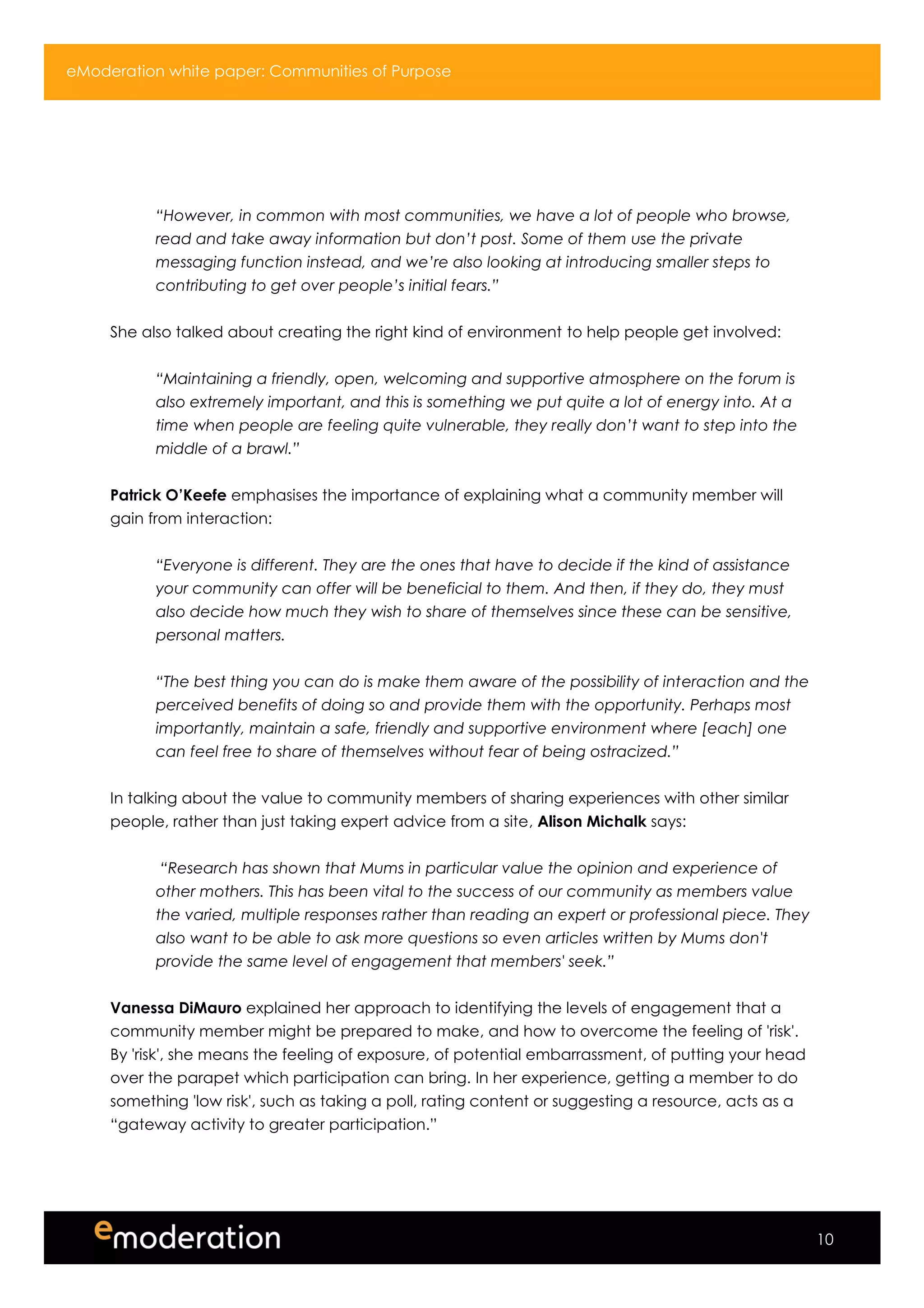 eModeration white paper: Moderating and Managing Communities of Purpose ...