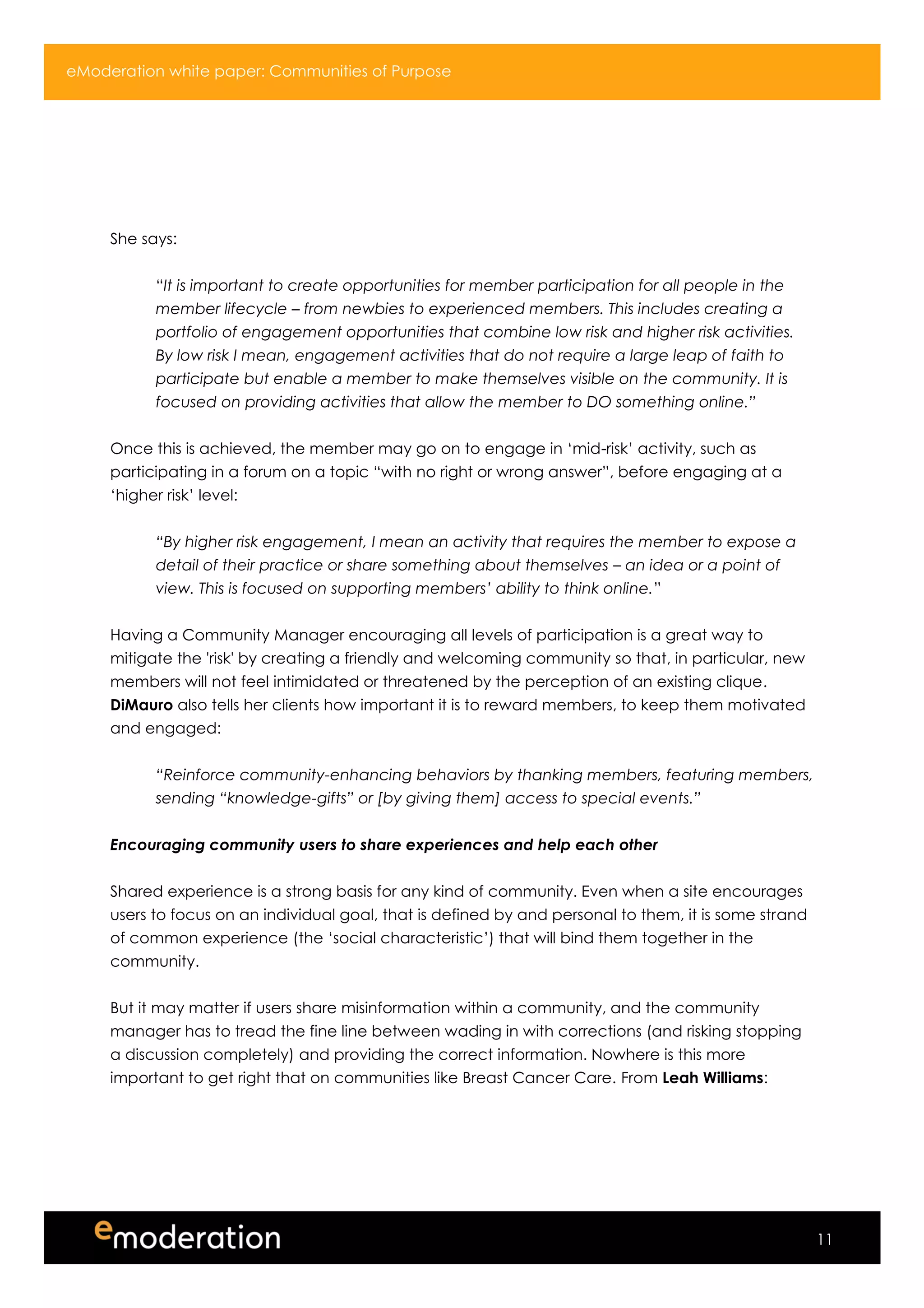 eModeration white paper: Moderating and Managing Communities of Purpose ...