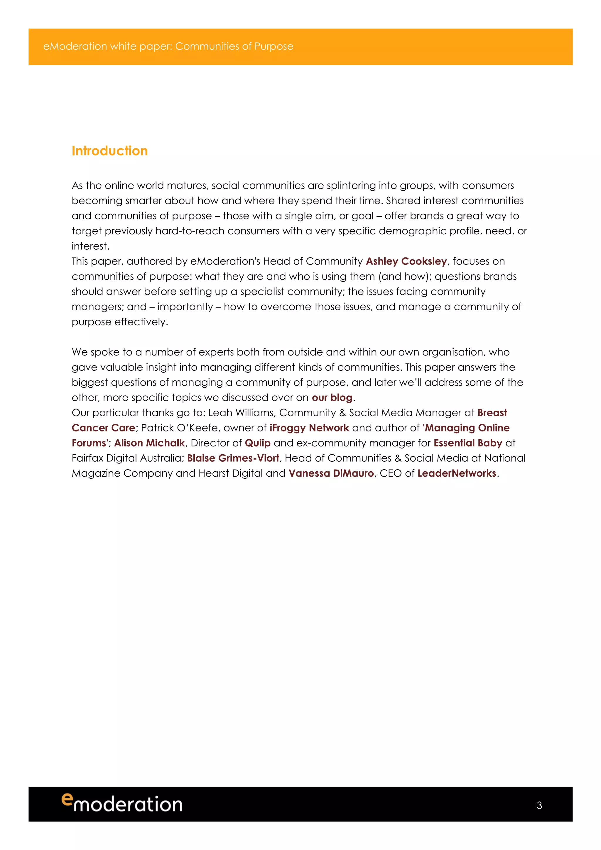 eModeration white paper: Moderating and Managing Communities of Purpose ...