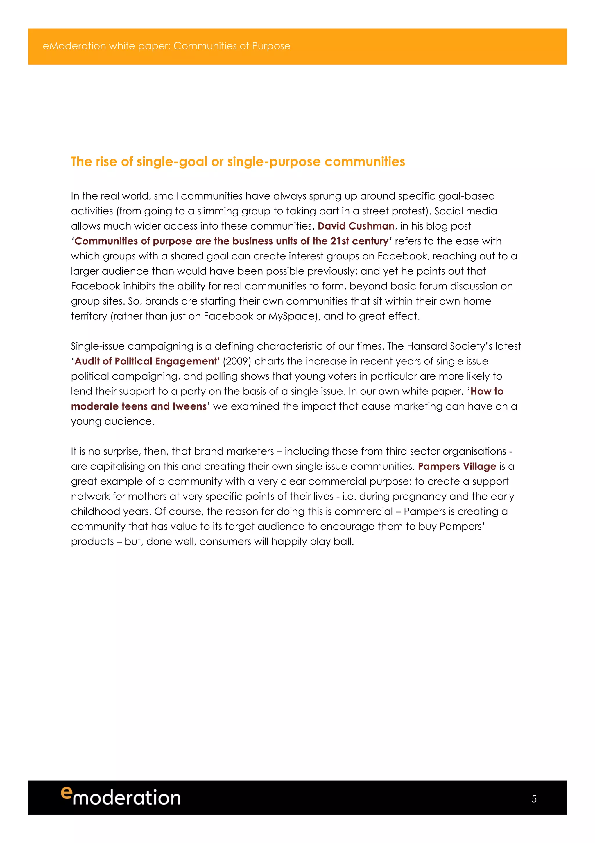 eModeration white paper: Moderating and Managing Communities of Purpose ...