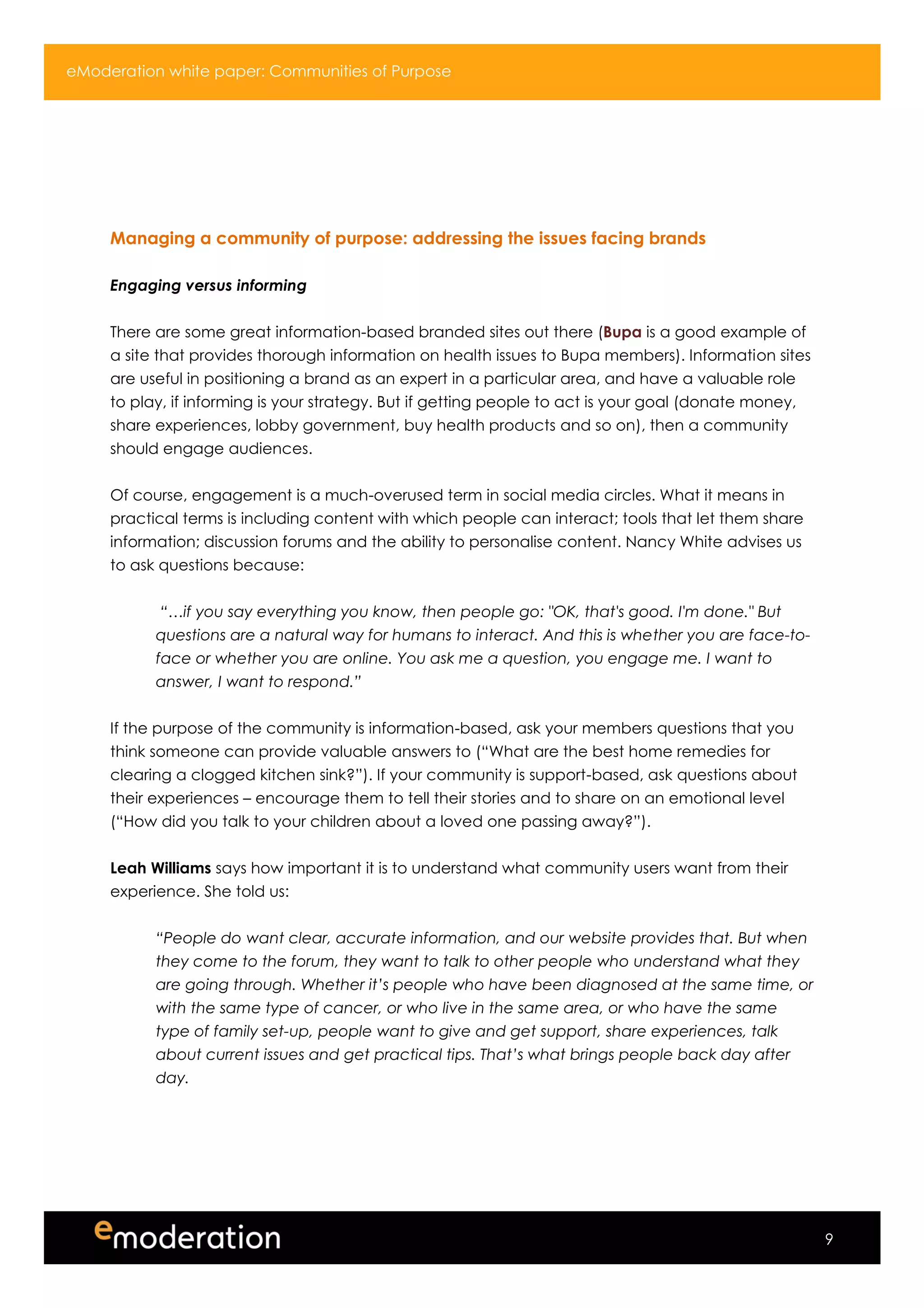 eModeration white paper: Moderating and Managing Communities of Purpose ...