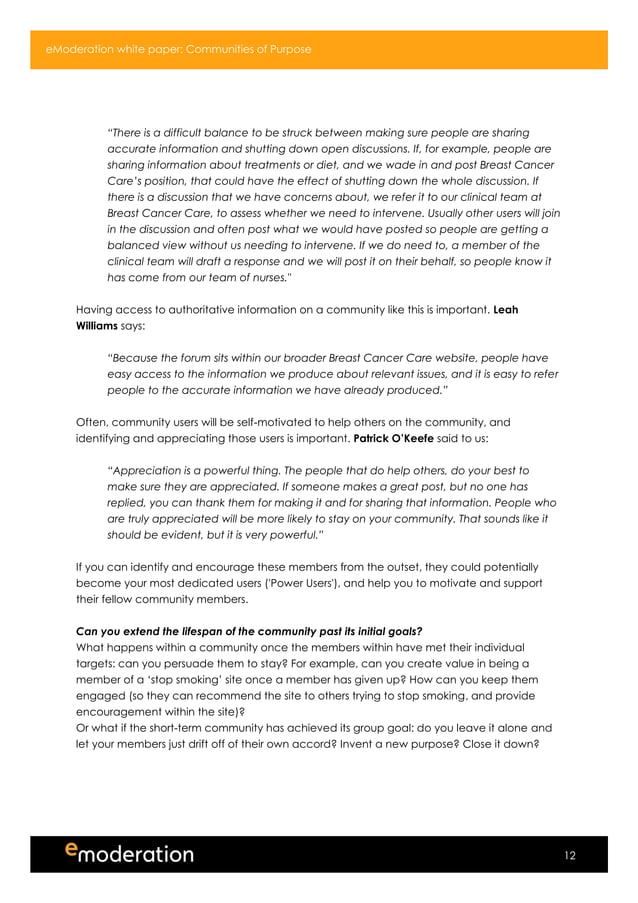 eModeration white paper: Moderating and Managing Communities of Purpose ...