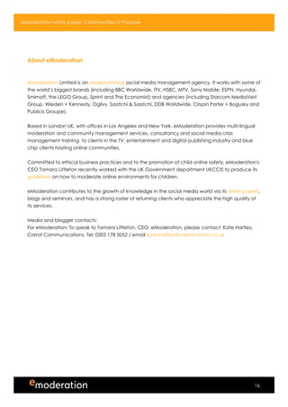 eModeration white paper: Moderating and Managing Communities of Purpose ...