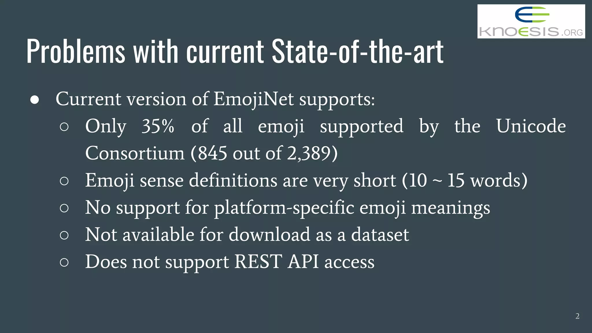 EmojiNet: An Open Service and API for Emoji Sense Discovery | PPT