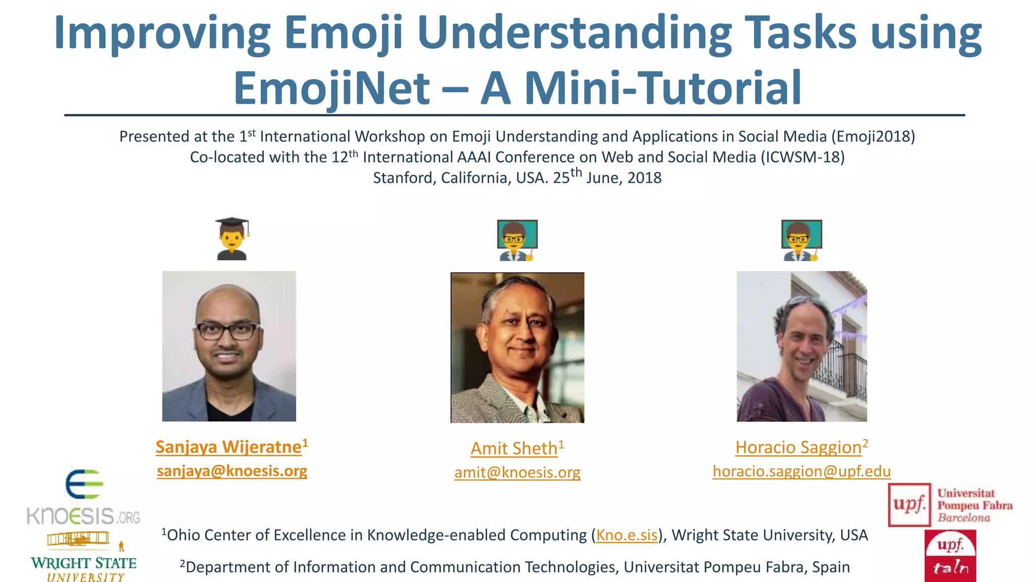 Improving Emoji Understanding Tasks Using Emojinet A Mini Tutorial Pptx Internet For