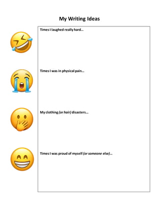 Emoji writing ideas | DOCX