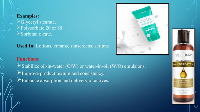 EMOLLIENTS, FOAMING AGENTS, EMULSIFIERS & RHEOLOGY MODIFIERS.pptx