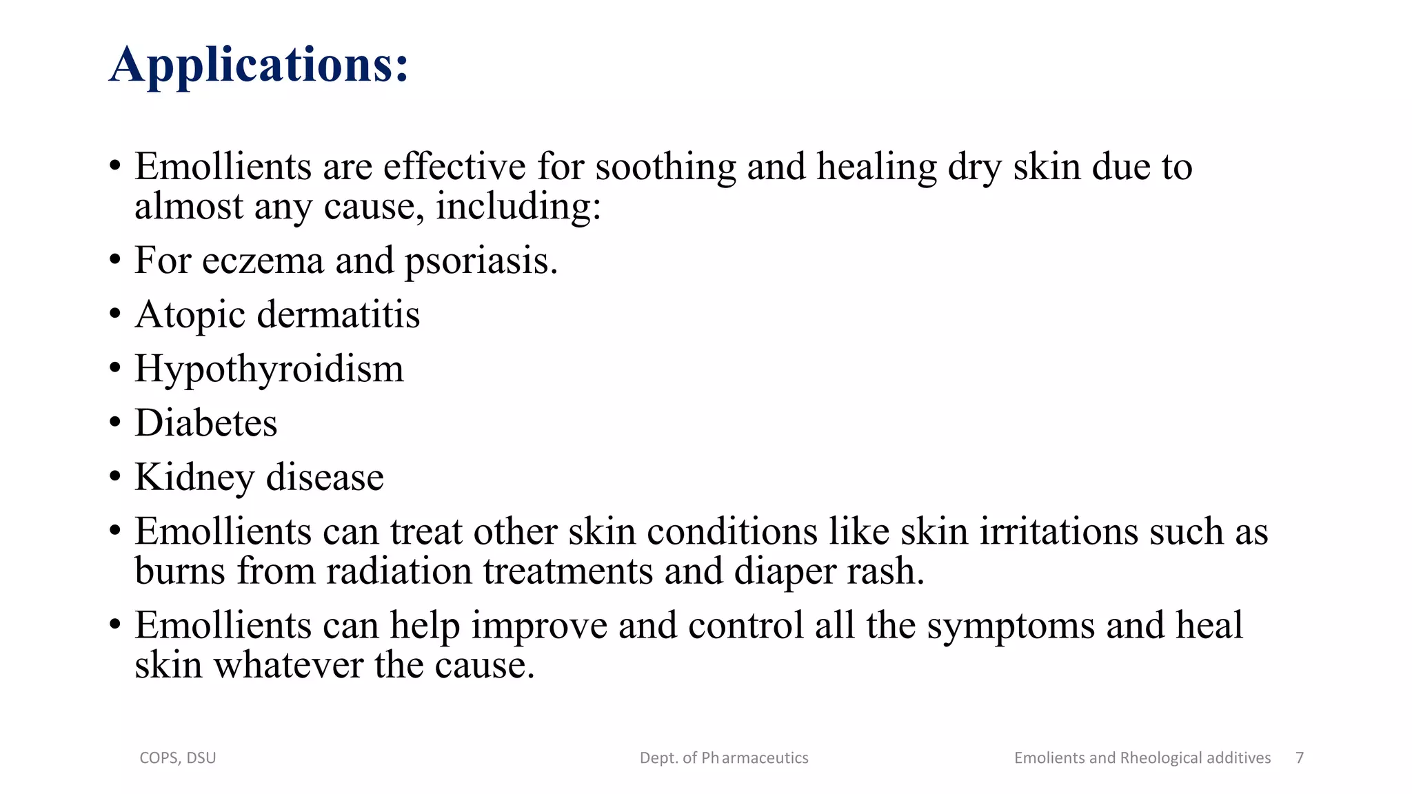 Emollients rheological additives classification and application | PPTX