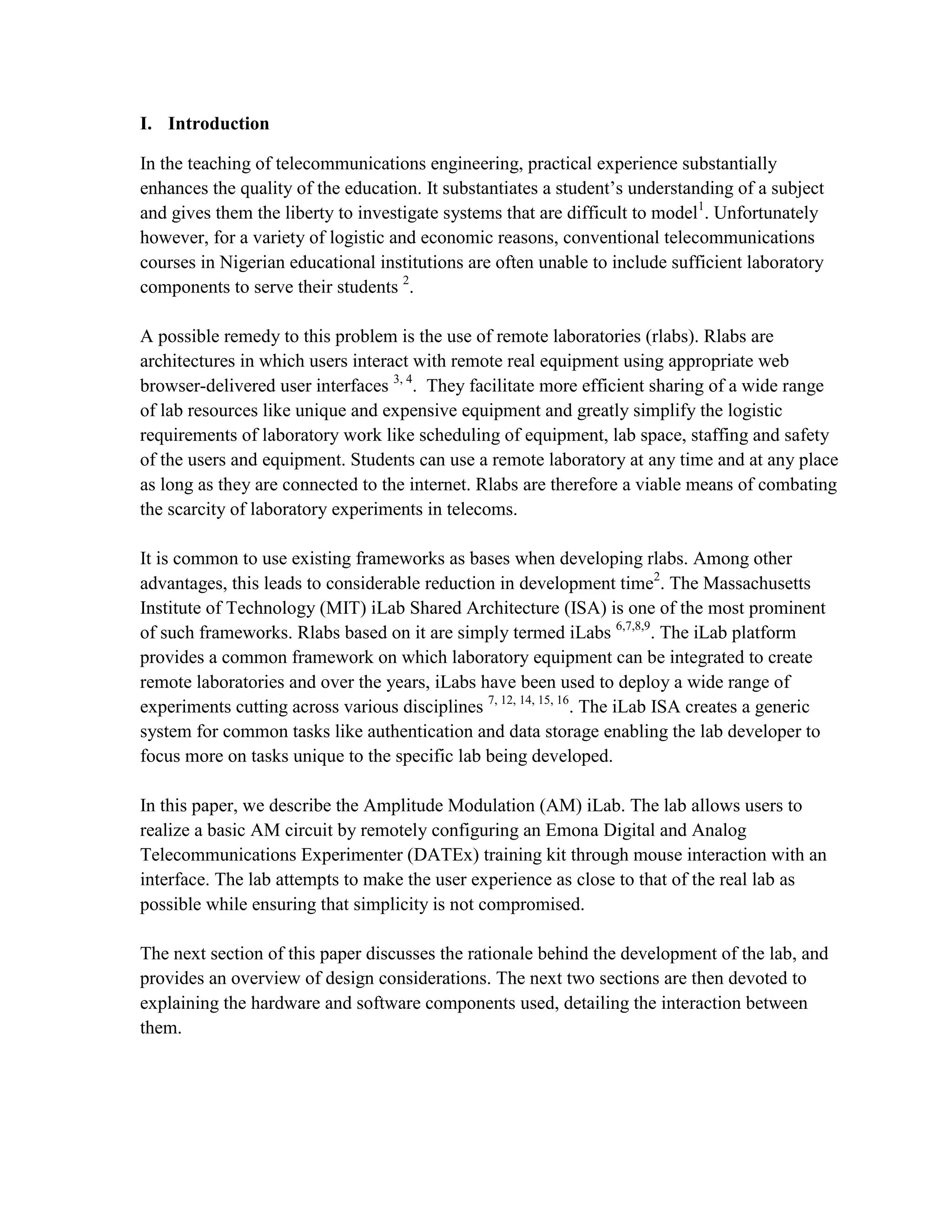 REMOTE REALISTIC INTERFACE EXPERIMENTATION USING THE EMONA DATEX BOARD ...