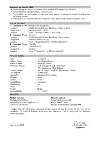 Emon cv nu.pdf | Technology & Computing