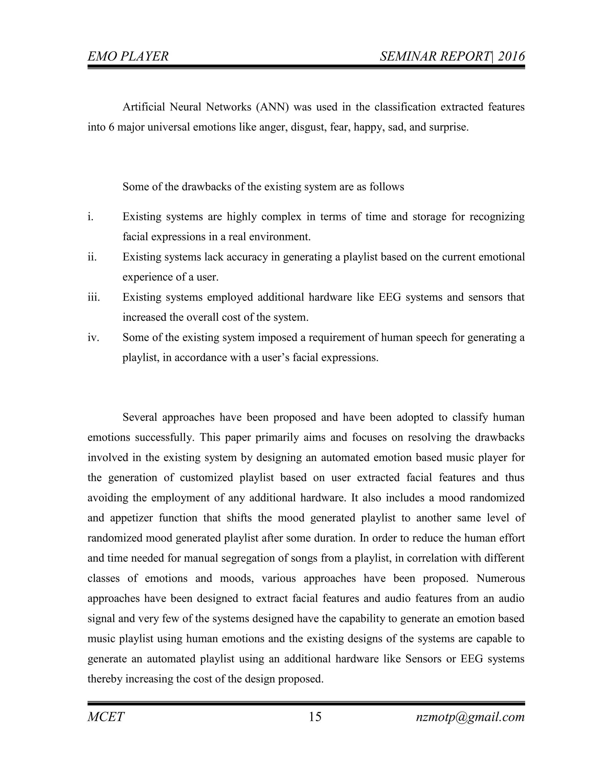 Emotion based music player | PDF