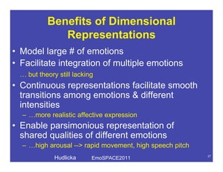 Alternative Theoretical Perspectives on Emotion Representation & Modeling | PPT