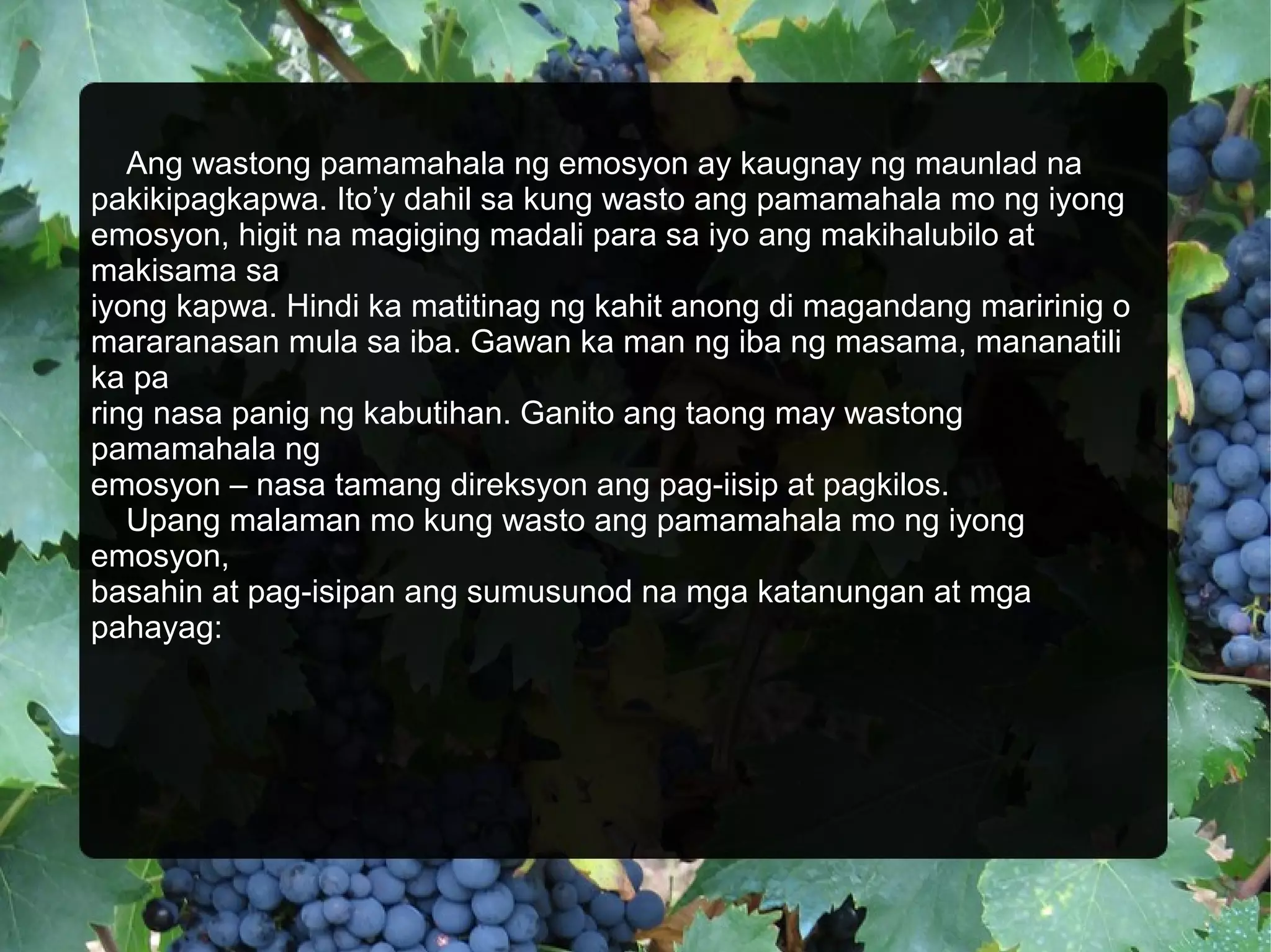 wastong pamamahala ng emosyon by ken lumogdang | ODP