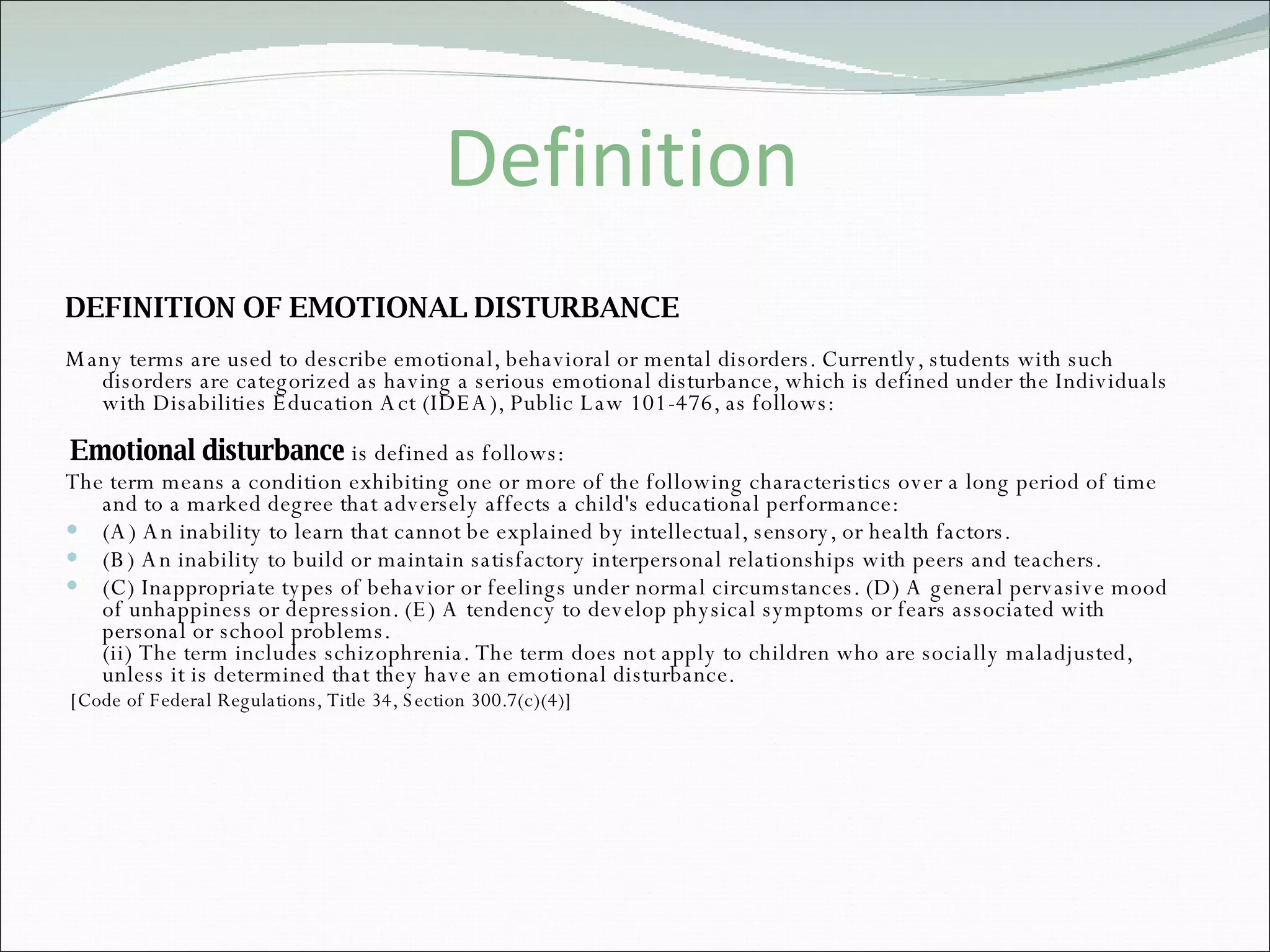 Emotional Disorders Presentation | PPT