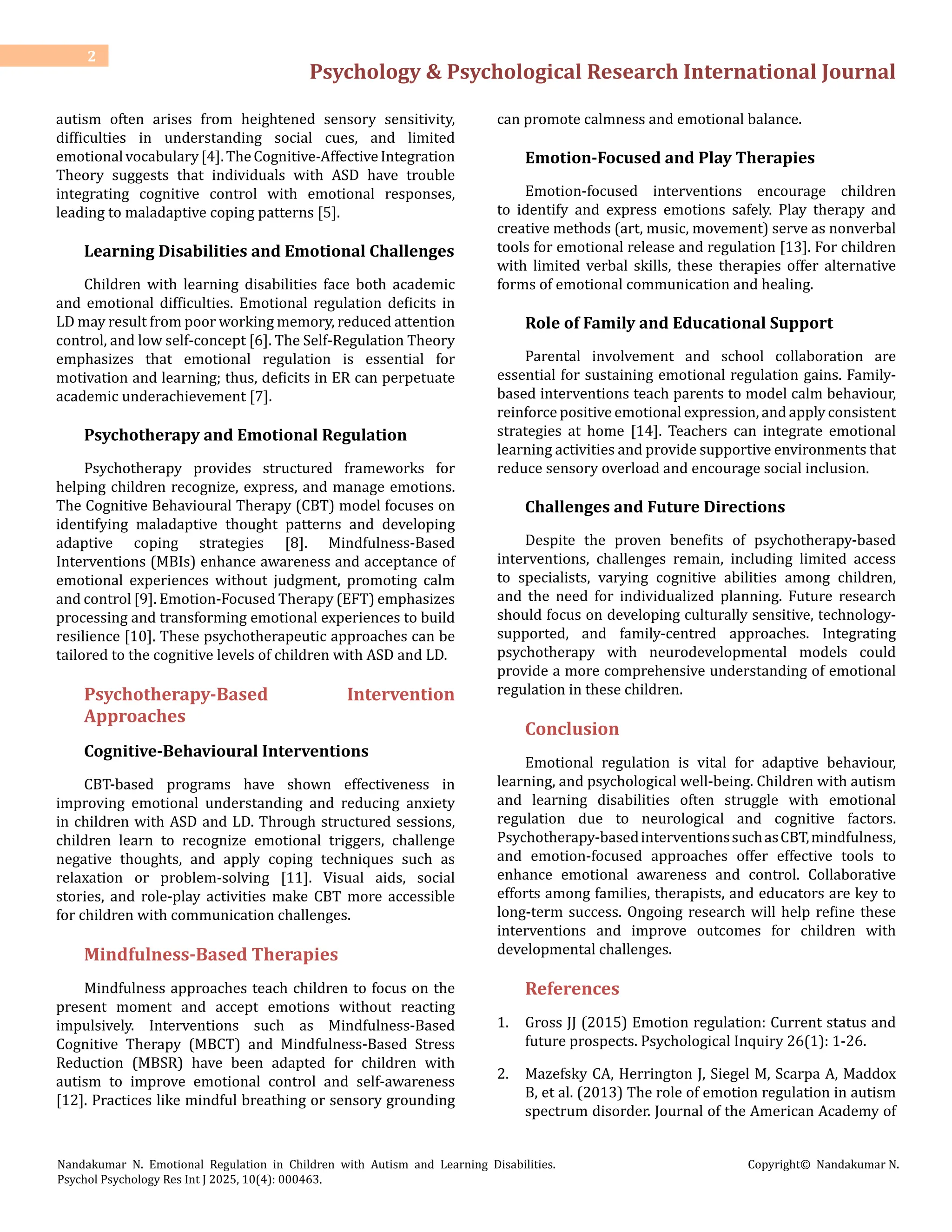 Emotional Regulation in Children with Autism and Learning Disabilities ...
