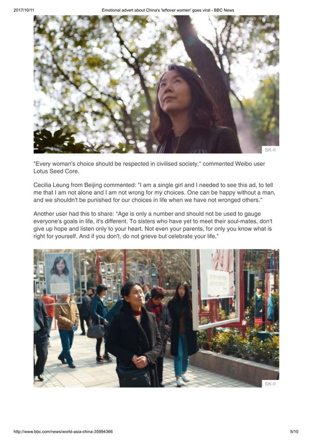 Emotional advert about china's 'leftover women' goes viral bbc news | PDF