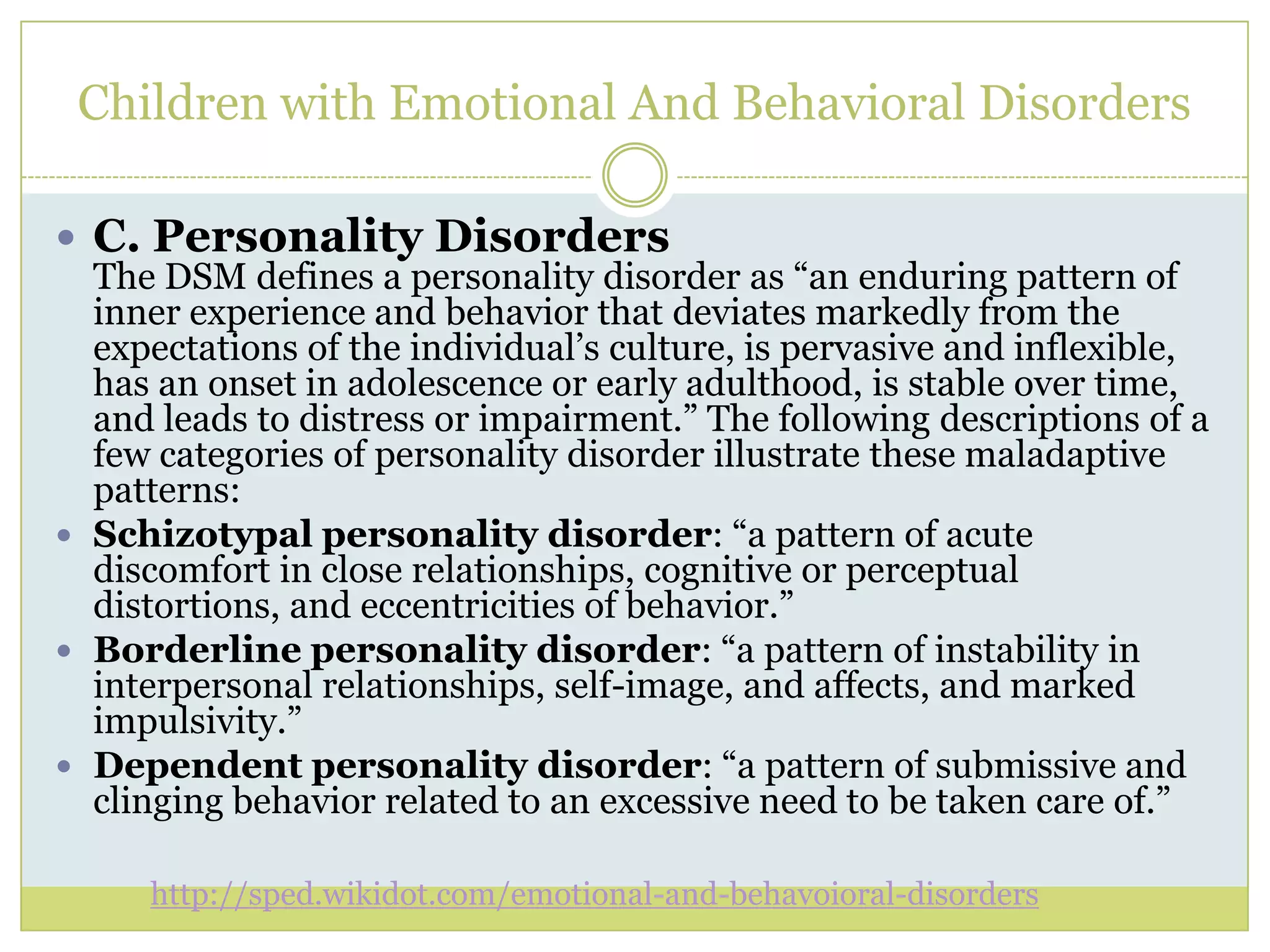 children with emotional and behavioral disorders | PPTX | Mental Health ...