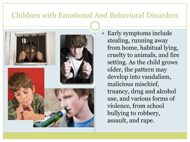 children with emotional and behavioral disorders | PPTX | Mental Health ...
