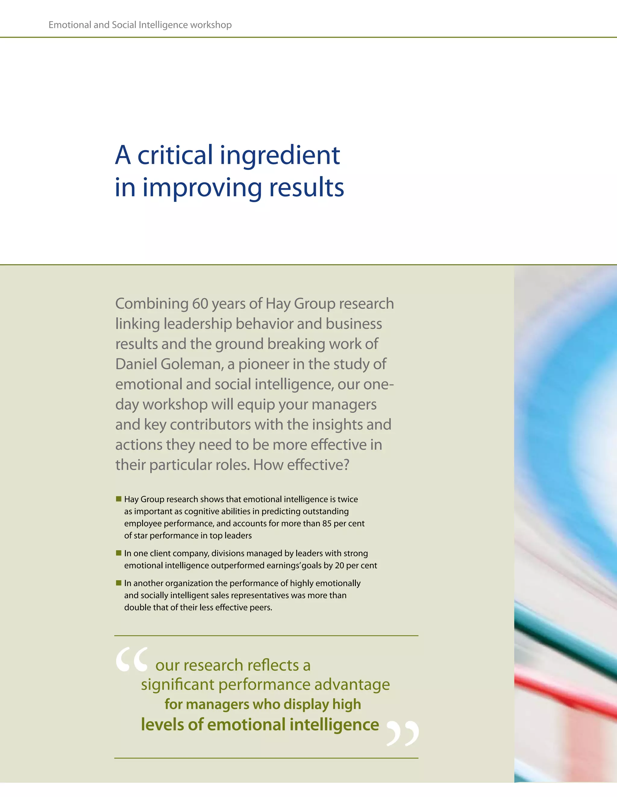 Emotional And Social Intelligence Workshop Brochure | PDF