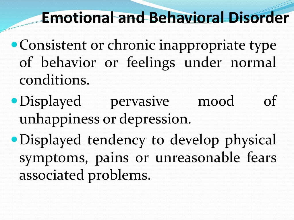 Emotional and Behavioral Disorder