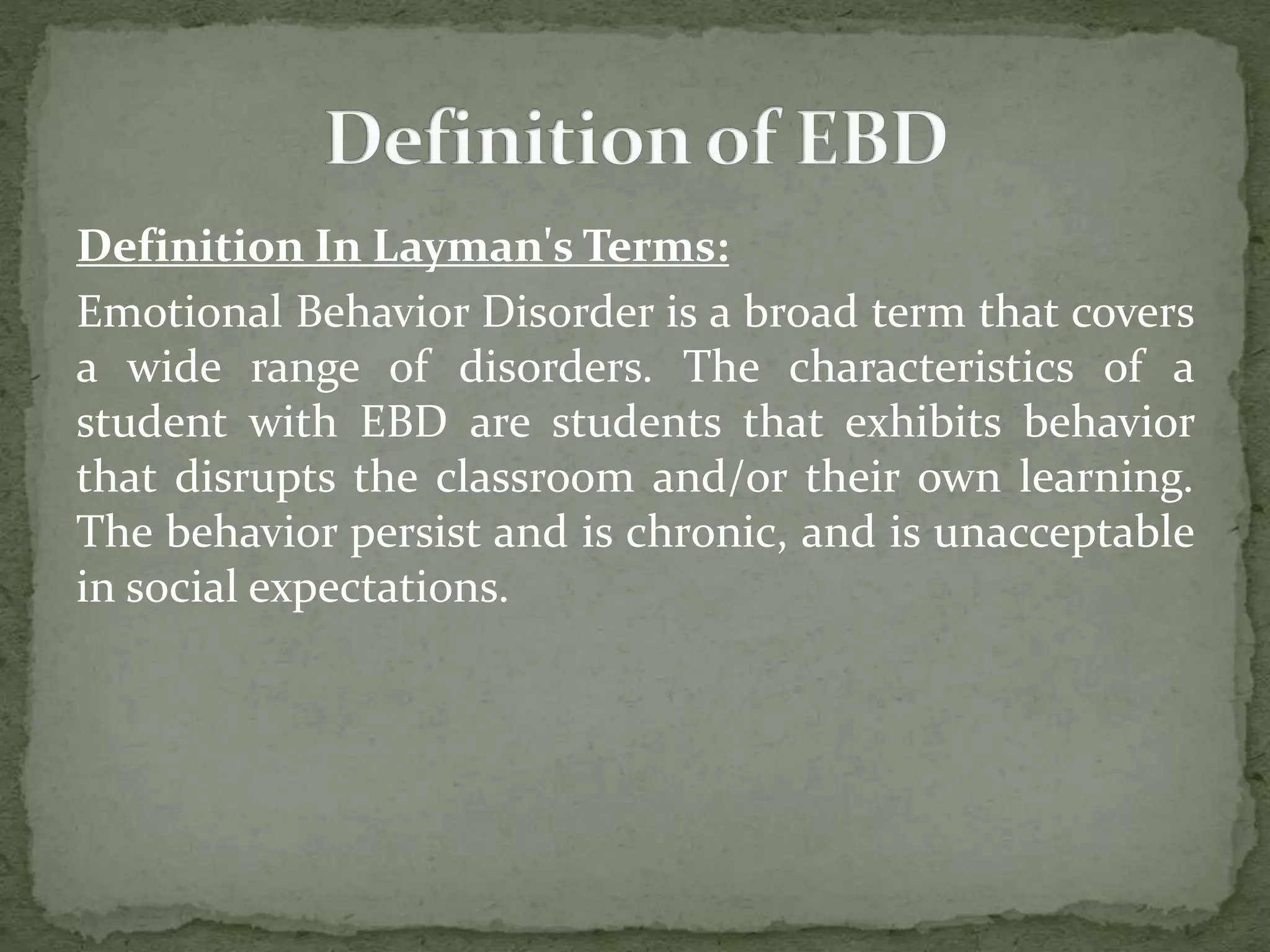 Emotional & behavioral disorder 3 | PPTX | Mental Health | Diseases and ...