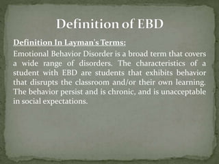 Emotional & behavioral disorder 3 | PPTX | Mental Health | Diseases and ...