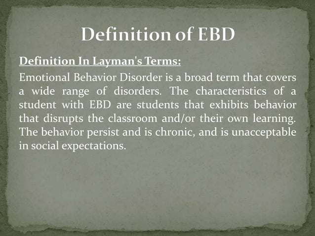 Emotional & behavioral disorder 3 | PPTX | Mental Health | Diseases and ...