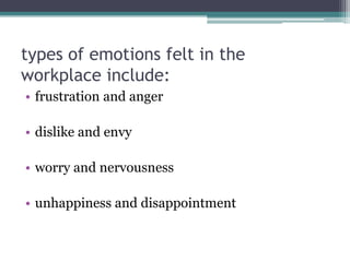 Emotional behaviour in the workplace | PPTX