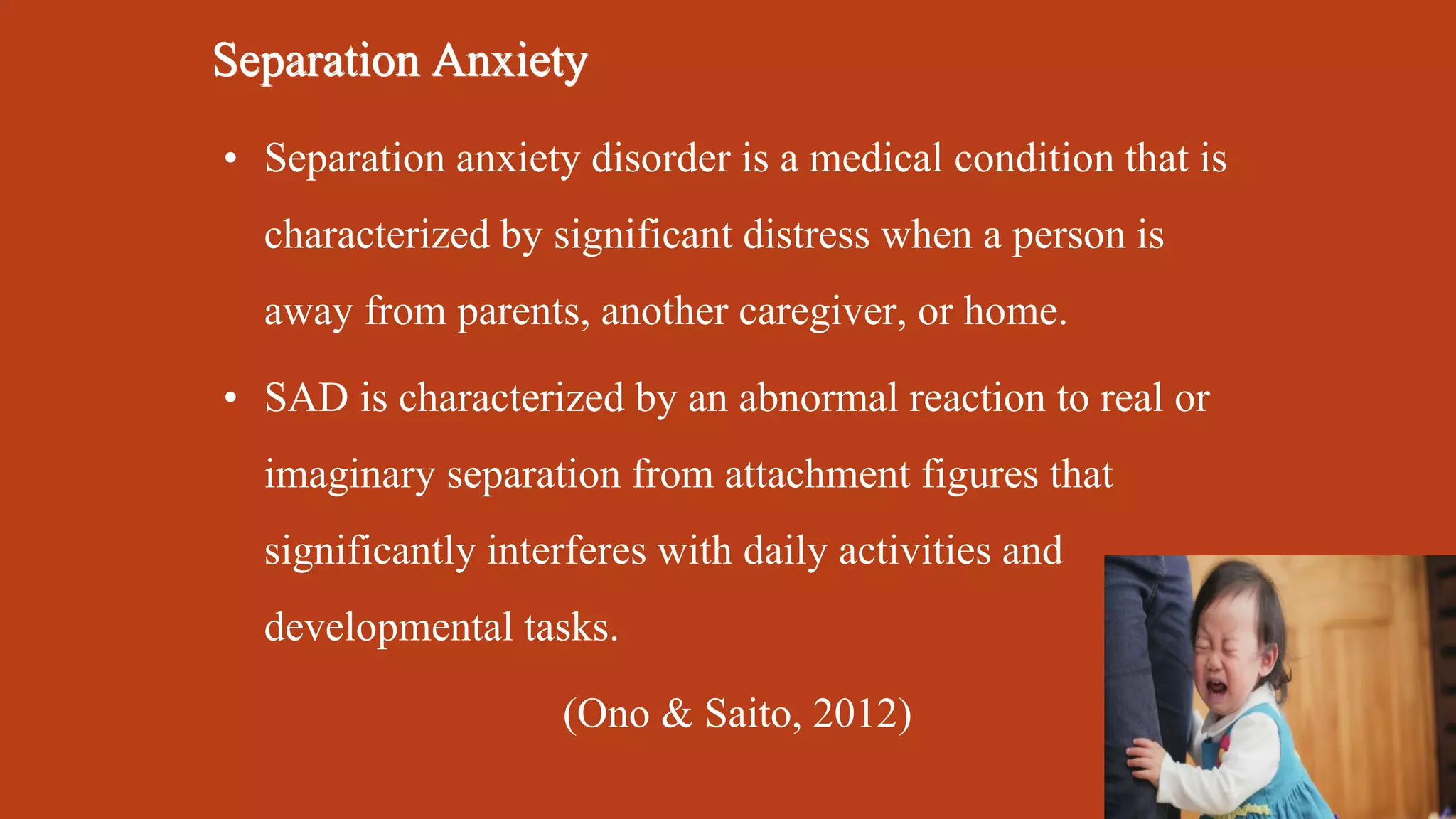 Emotional disorder (Separation anxiety and School Phobia) | PDF