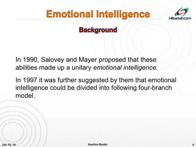 Emotional intelligence ; Four Branch Model | PPTX