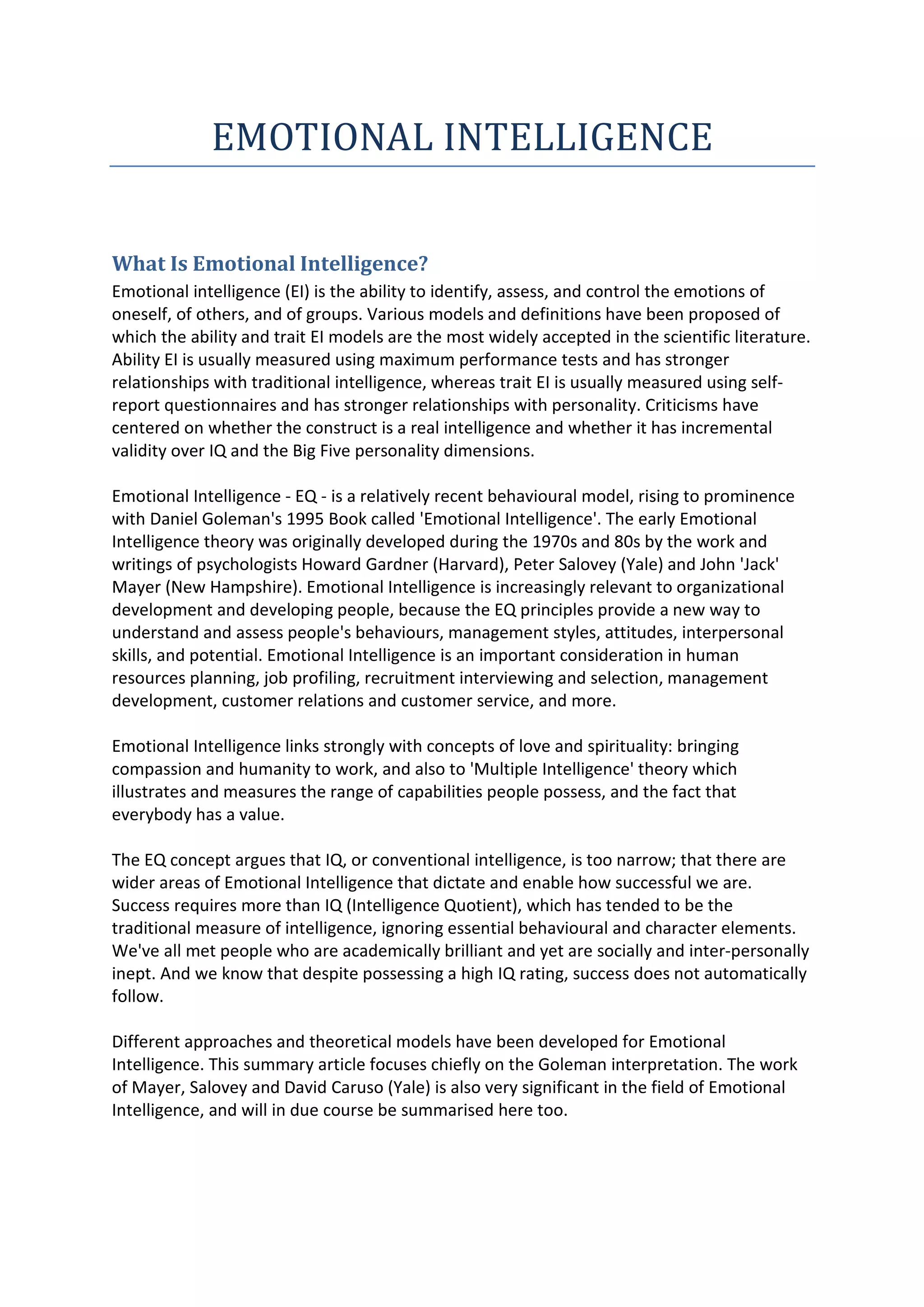 Emotional Intelligence | PDF