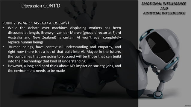 Emotional intelligence and artificial intelligence (A comparative analysis) | PPTX