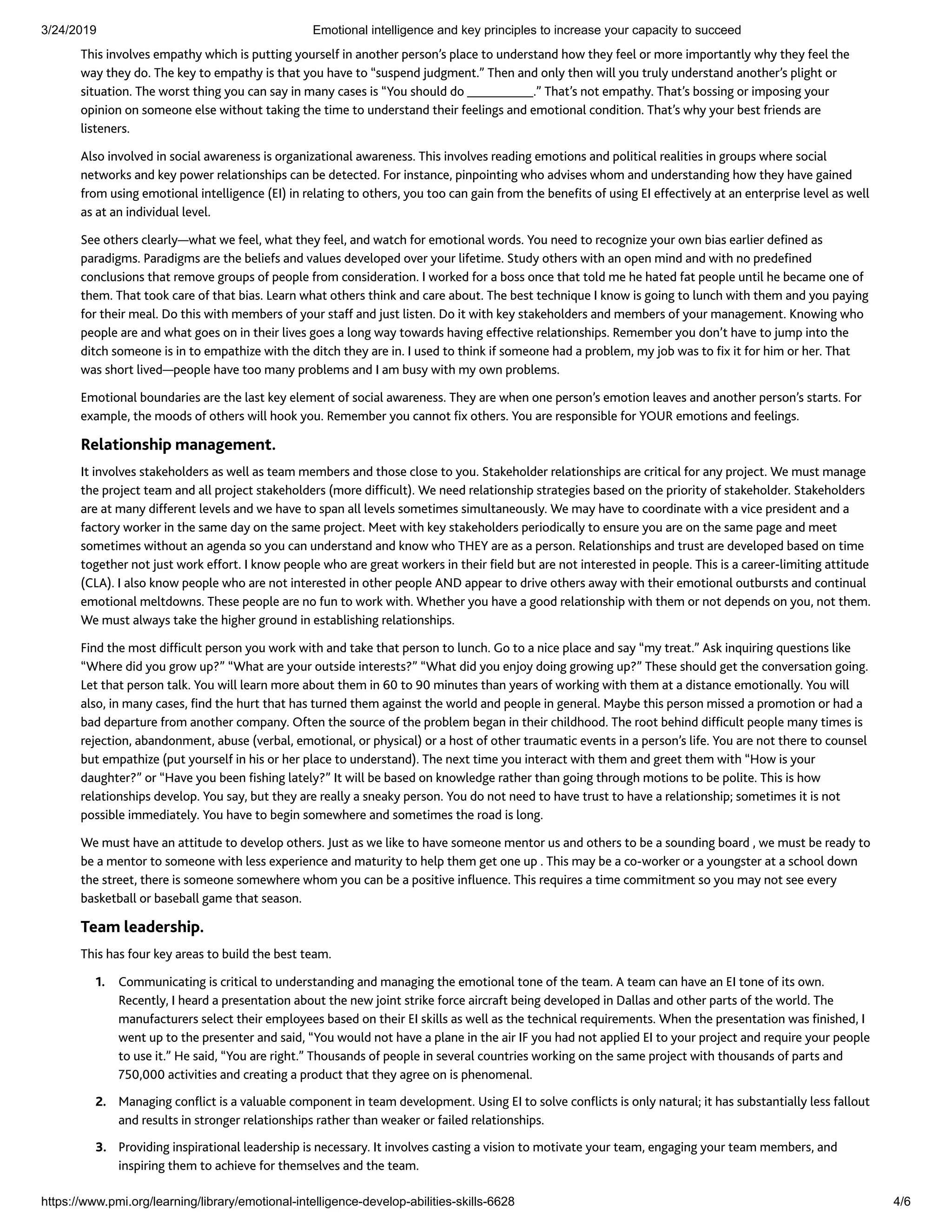 Emotional intelligence and key principles to increase your capacity to ...