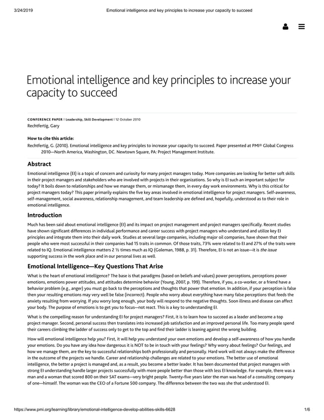 Emotional intelligence and key principles to increase your capacity to ...