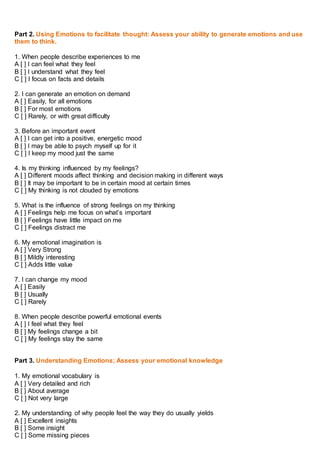 Emotional Intelligence (EI) Free Validated Self Test | PDF